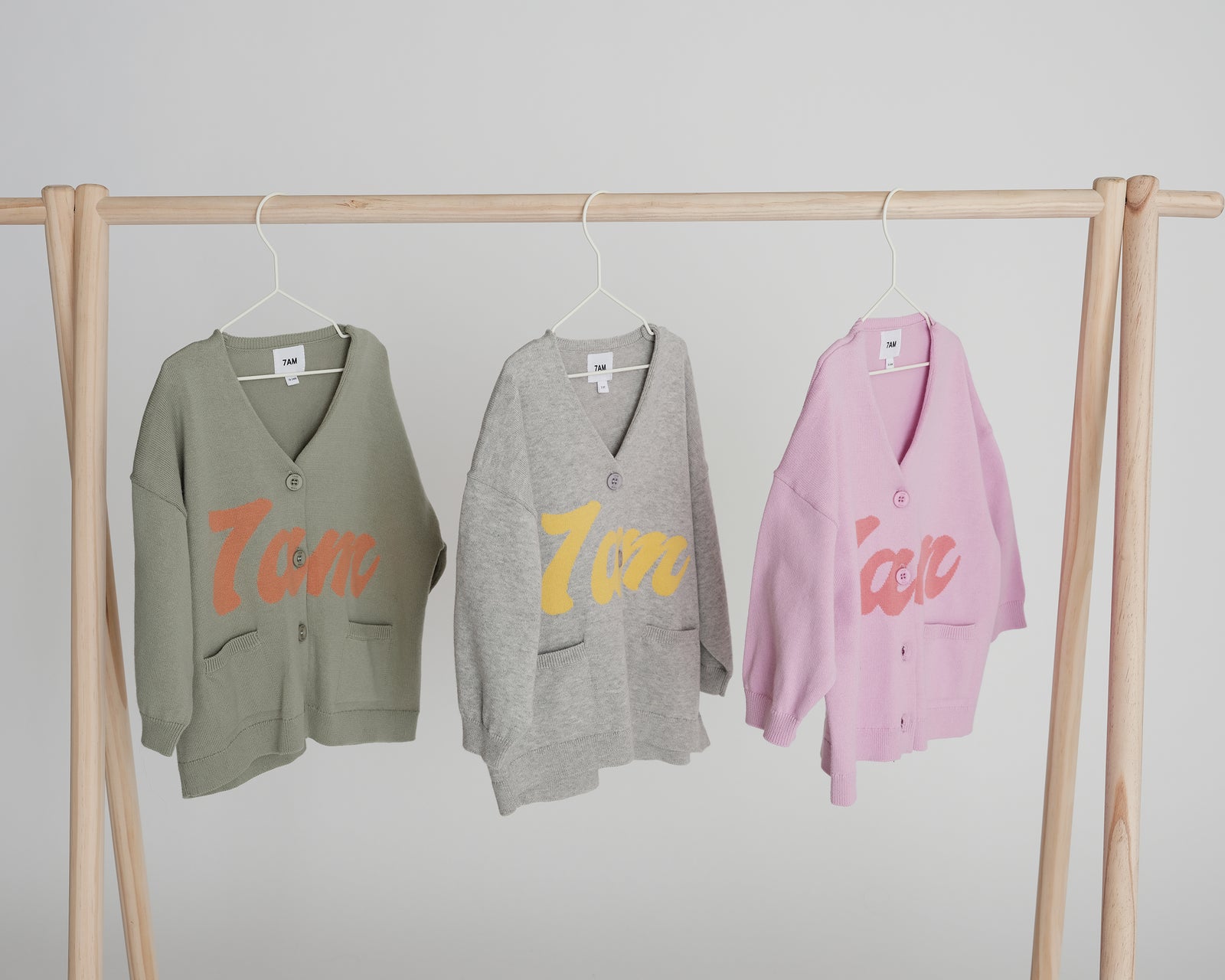 7AM Logo Boxy Cotton Cardigan